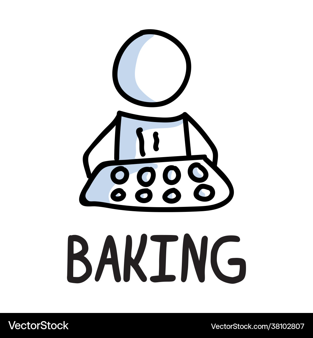 Stick figures icon baking cookies chef home Vector Image