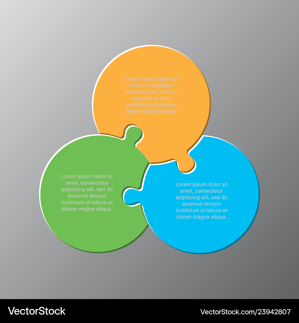 The three pieces puzzle for circles infographics Vector Image