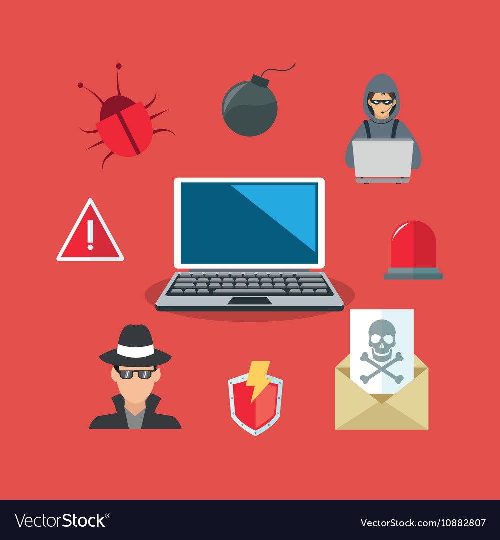 Virtual security system icons image Royalty Free Vector