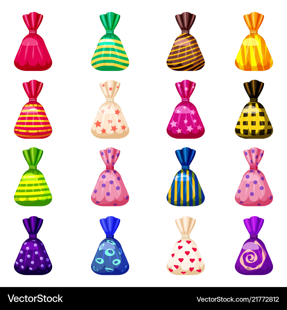 A set of colored sweets in bright festive Vector Image