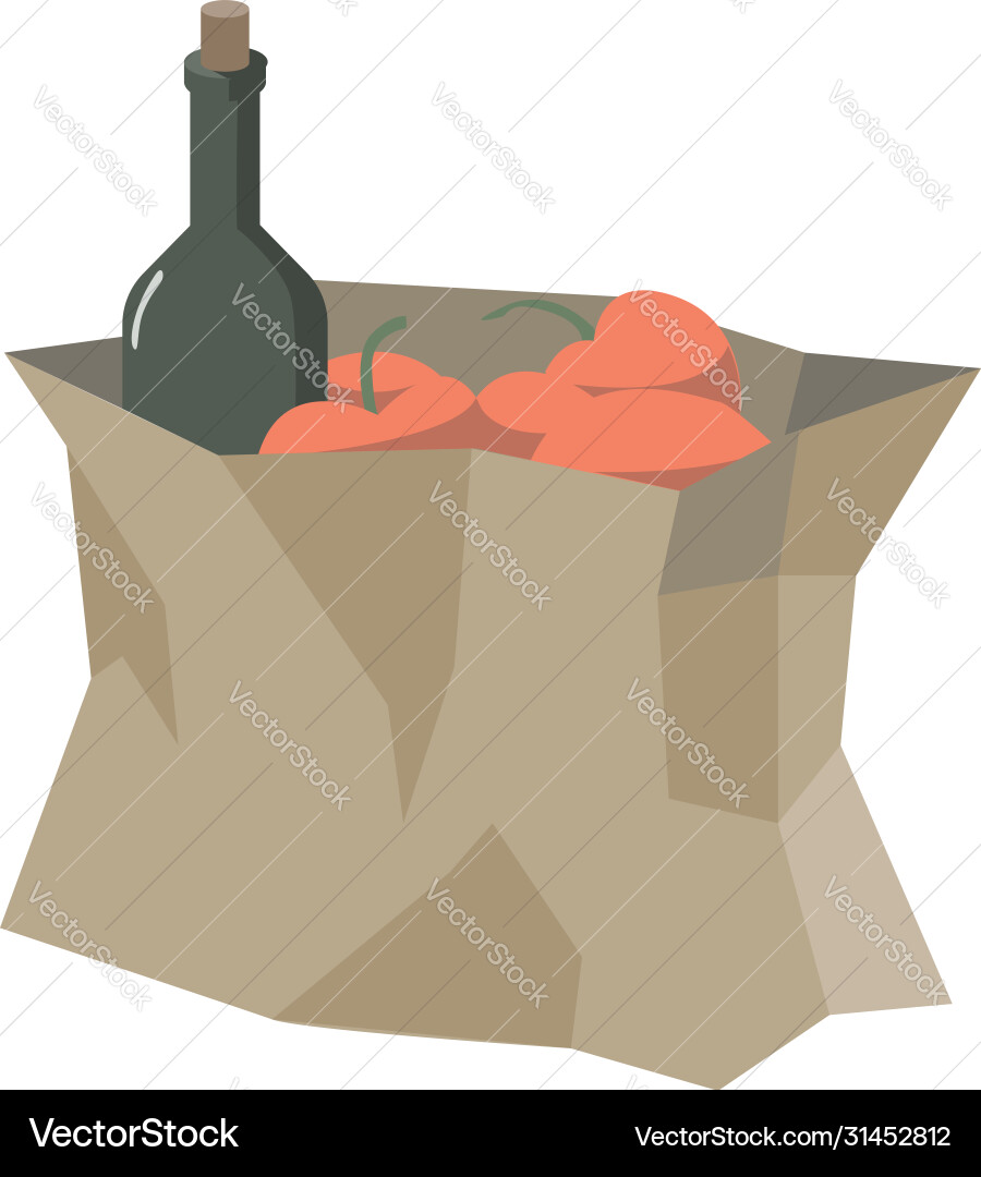 Bag with food on white background Royalty Free Vector Image