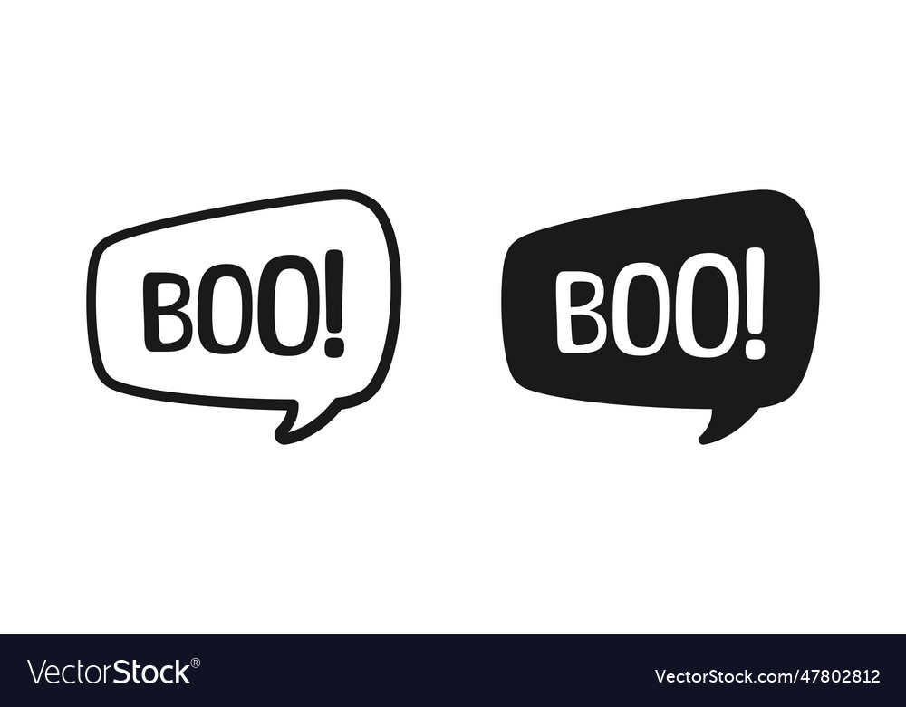 Boo text in speech bubble outline and silhouette Vector Image