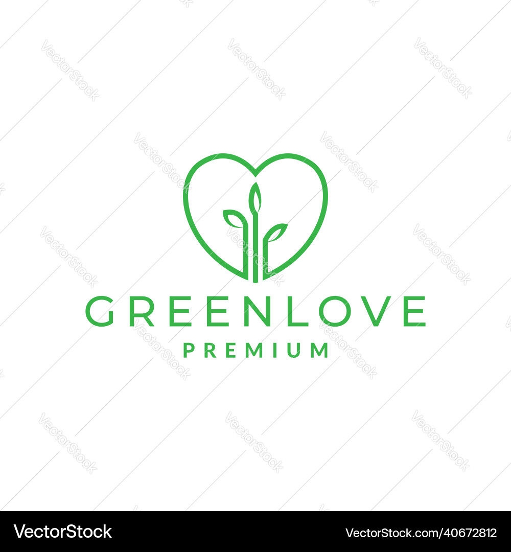 Continuous line love with tree plant logo symbol Vector Image