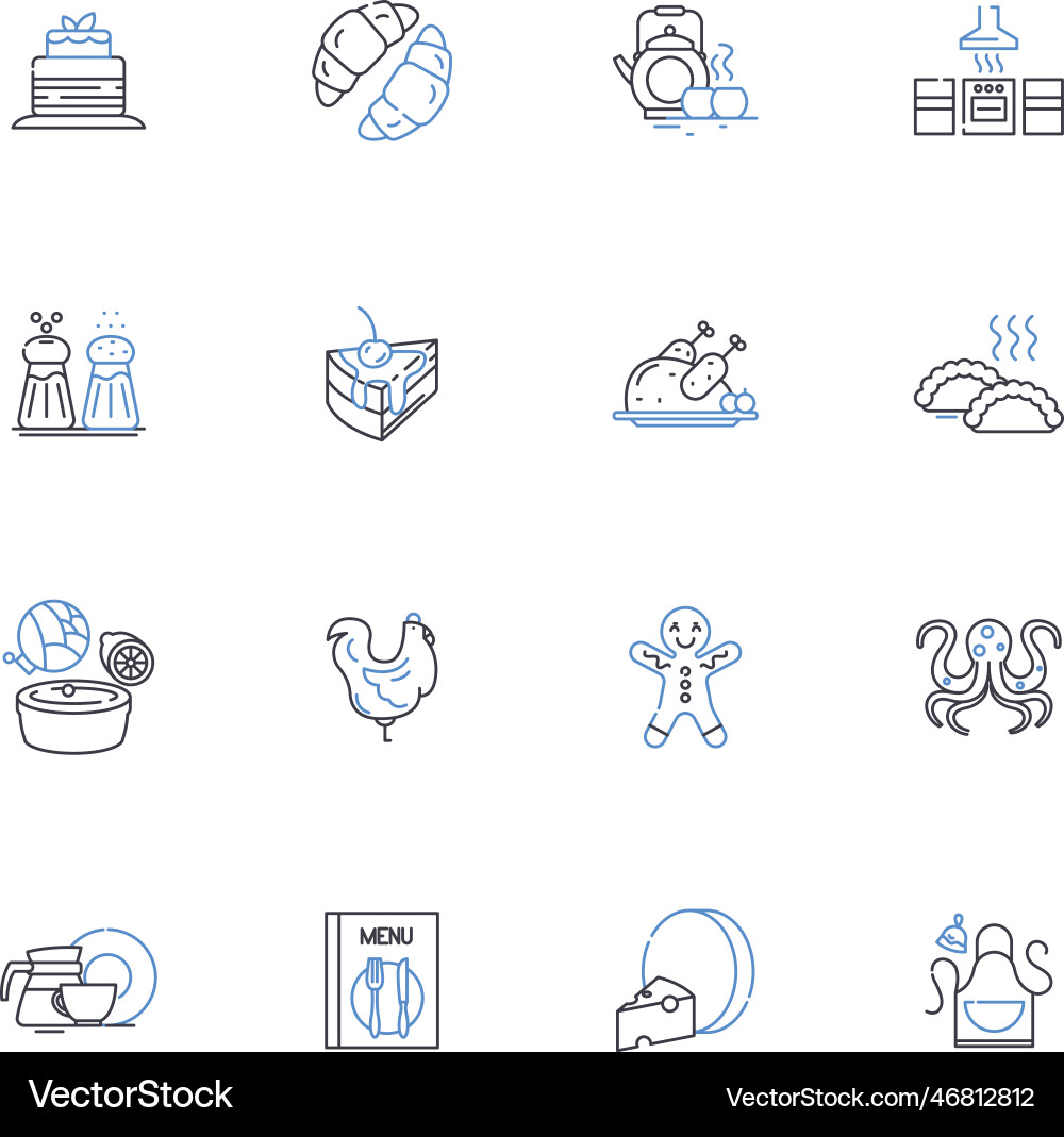 Fine dining line icons collection indulgent Vector Image