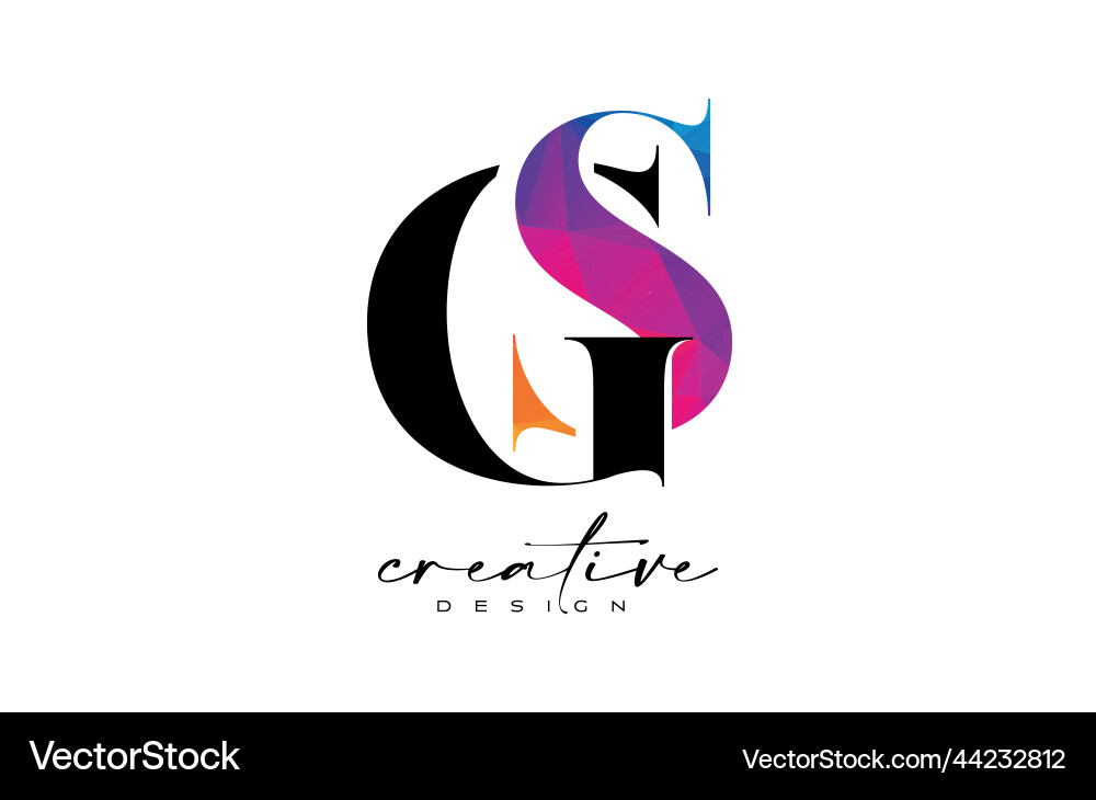 Gs letter design with creative cut and colorful Vector Image