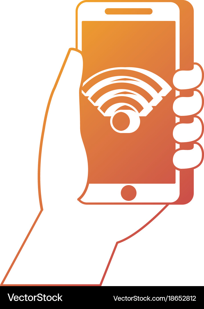 Hand holding smartphone with wifi internet Vector Image