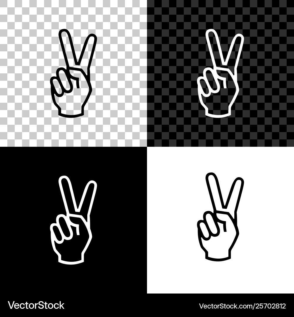 Hand showing two finger icon isolated on black Vector Image