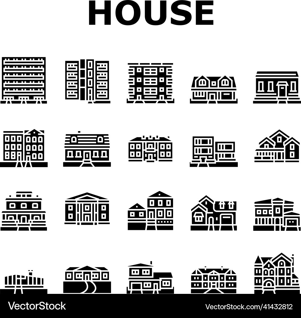 House architectural exterior icons set Royalty Free Vector