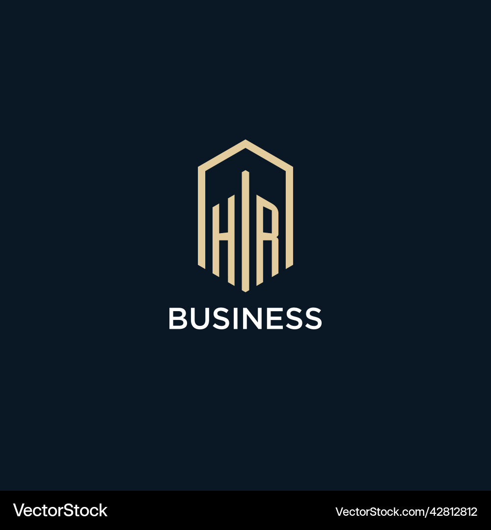 Hr initial monogram logo with hexagonal shape Vector Image