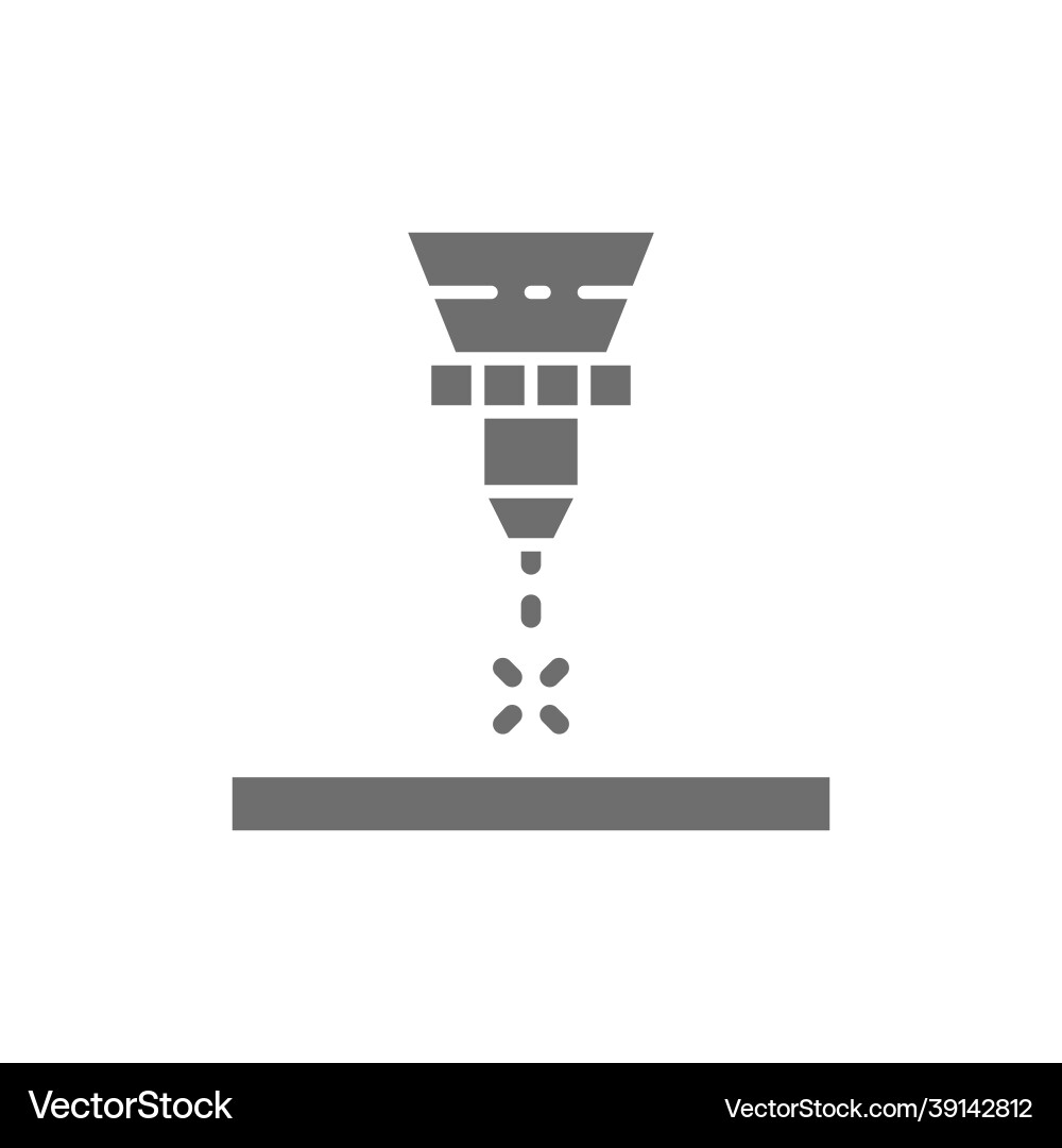 Laser cutting machine engraving grey icon Vector Image