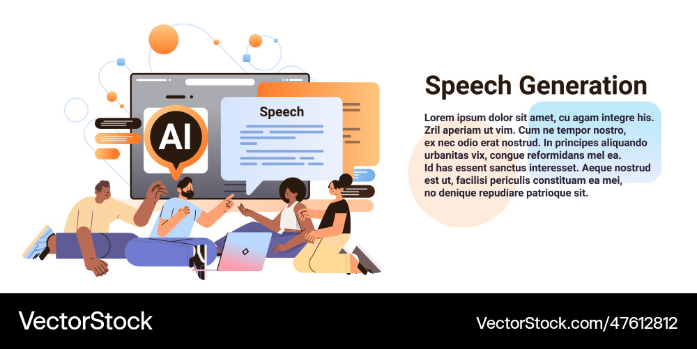 Mix race people chatting in computer app with ai Vector Image