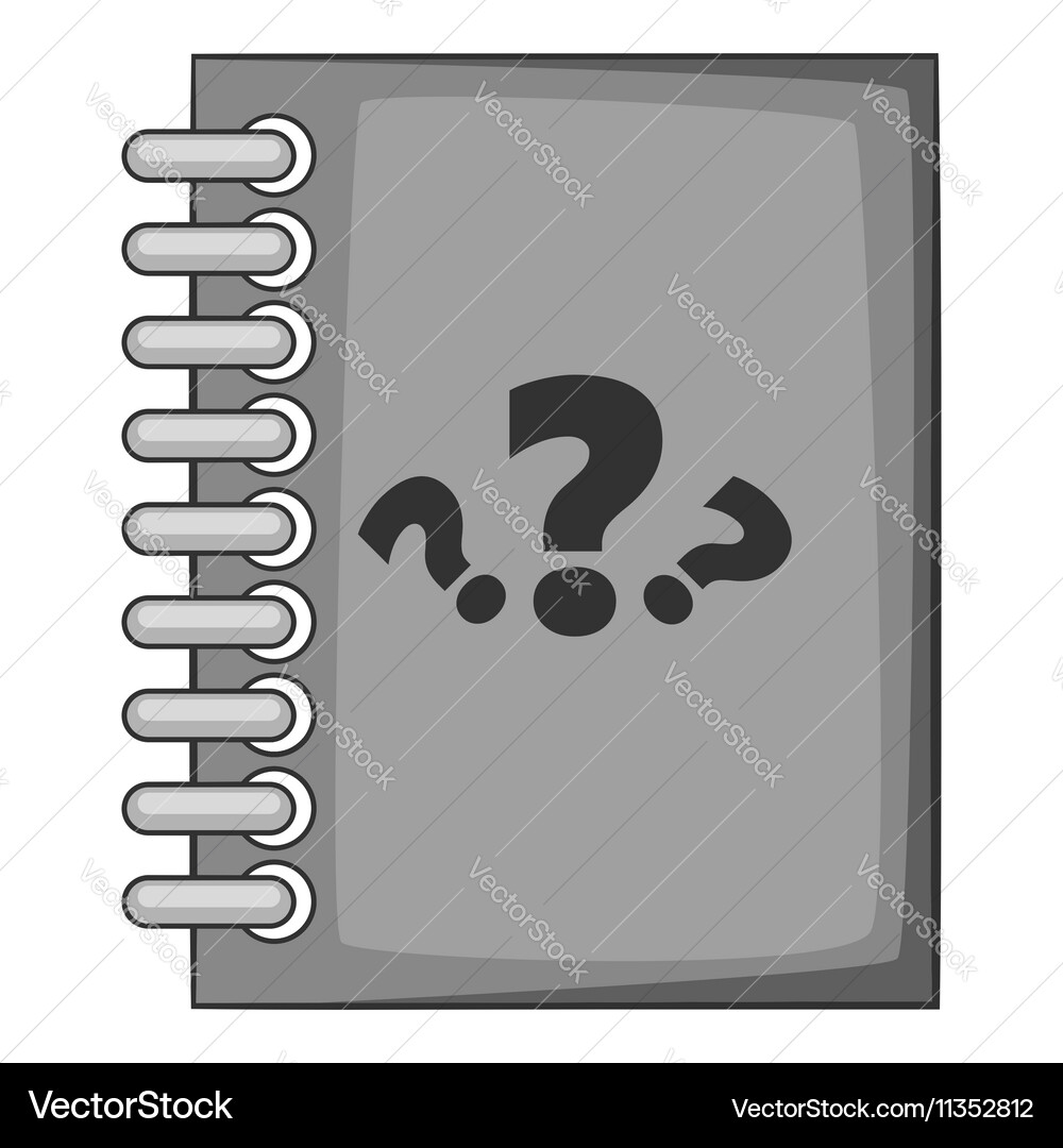 Notebook with question icon gray monochrome style Vector Image