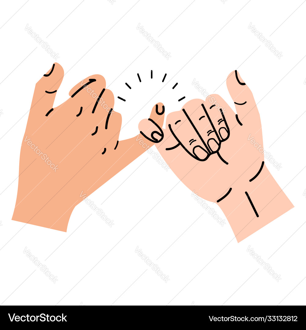 Promise hands gesturing hooking little fingers Vector Image