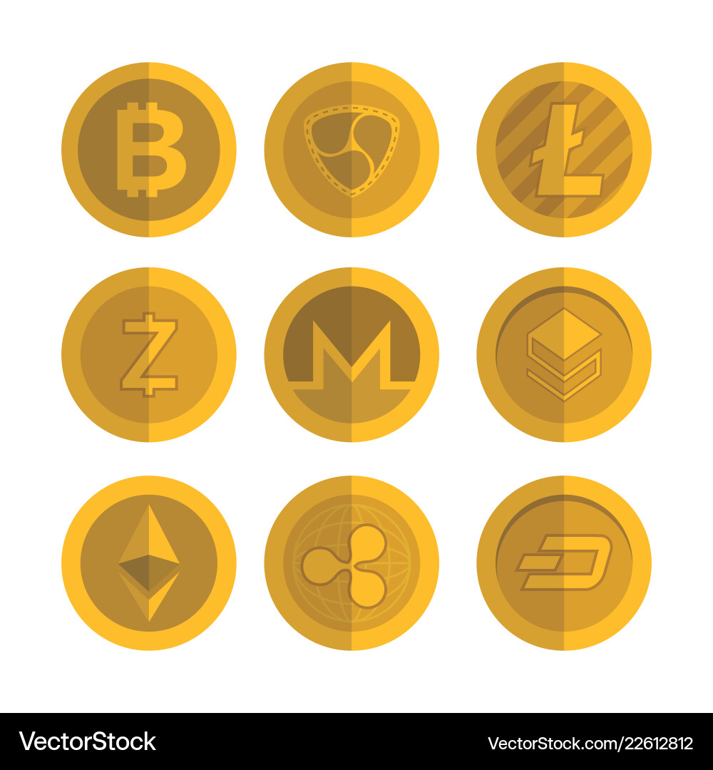 Set of virtual coins icons Royalty Free Vector Image
