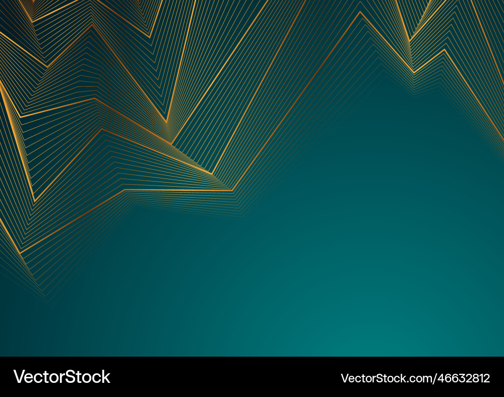 Turquoise abstract background with golden curved Vector Image