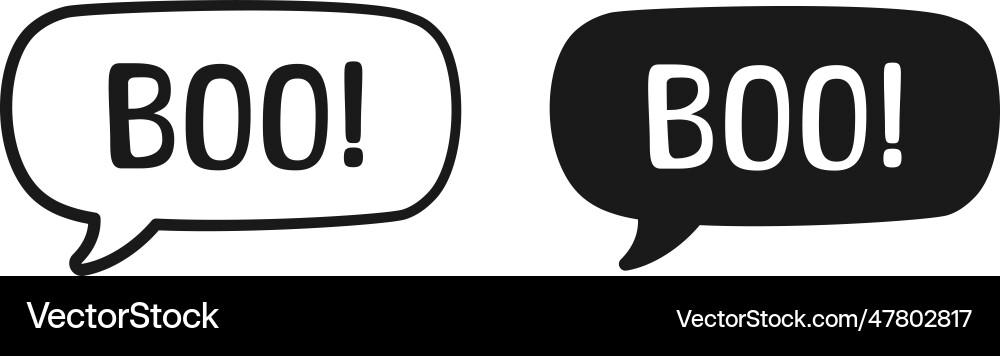 Boo text in speech bubble outline and silhouette Vector Image