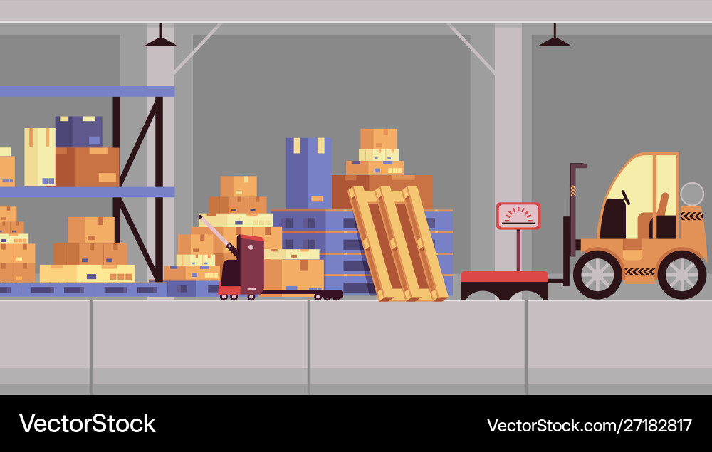 Cartoon warehouse interior with nobody Royalty Free Vector