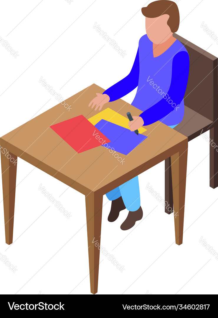 Colorful paper writing icon isometric style Vector Image