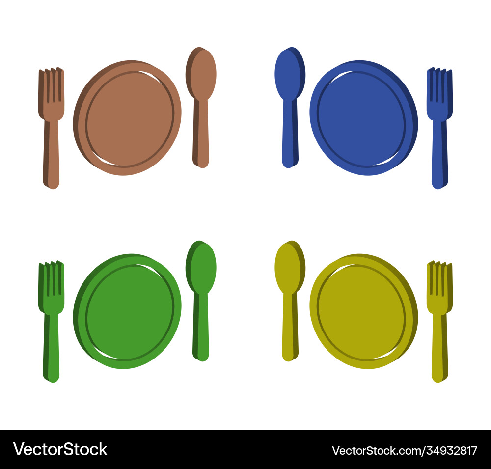 Cutlery and plate on a white background Royalty Free Vector