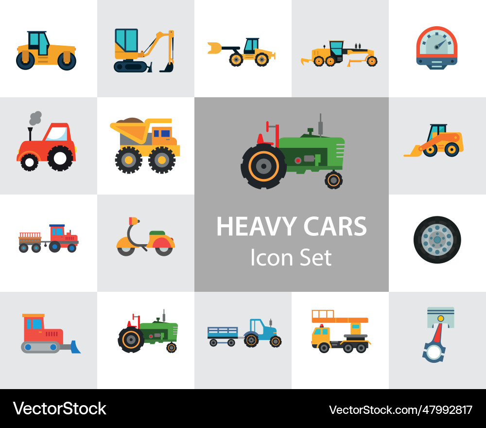 Heavy cars icon set Royalty Free Vector Image - VectorStock