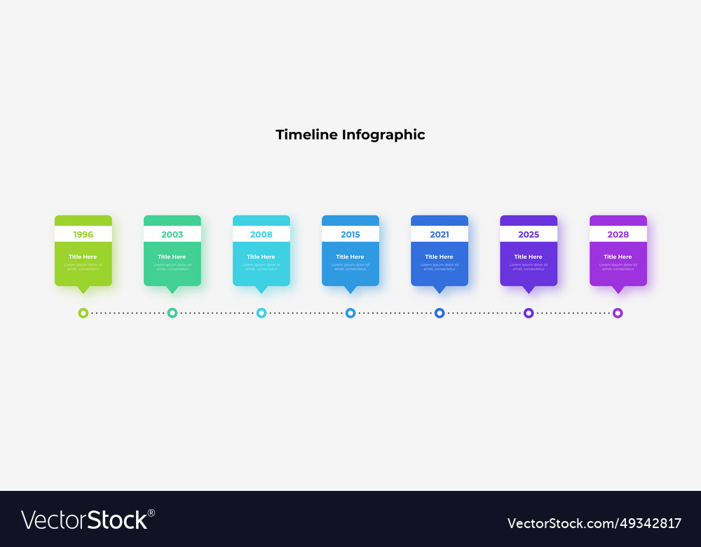 Horizontal progress diagram with 7 elements Vector Image