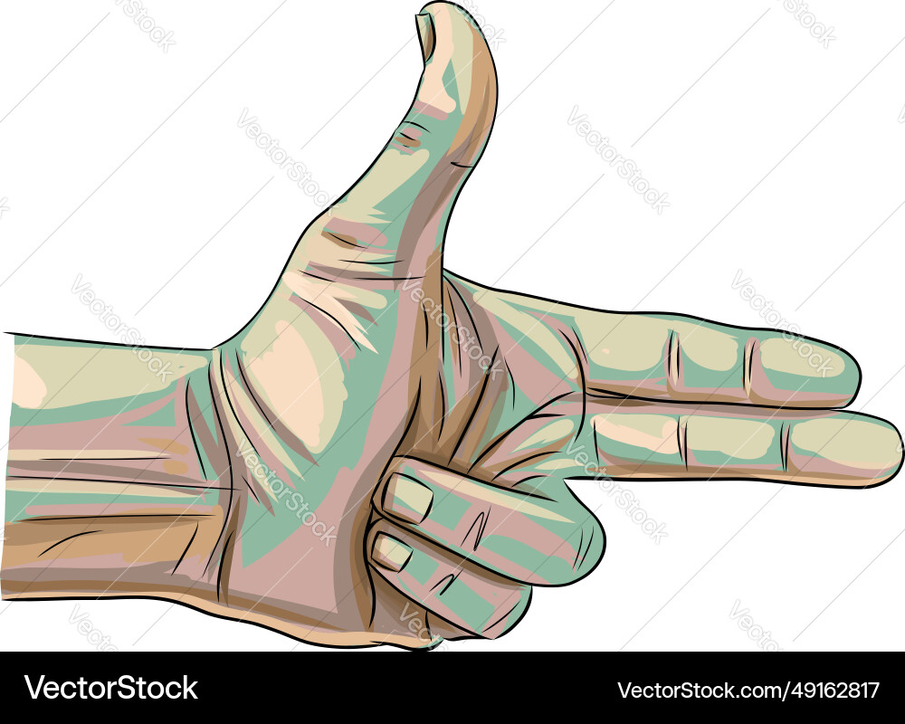 Human hand in shoot gun gesture Royalty Free Vector Image