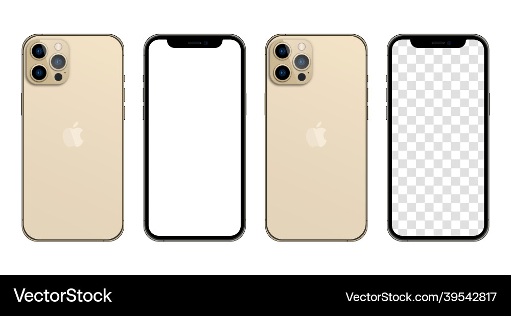 Iphone 13 pro max gold color realistic smartphone Vector Image