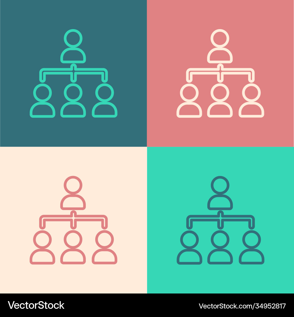 Pop art line business hierarchy organogram chart Vector Image