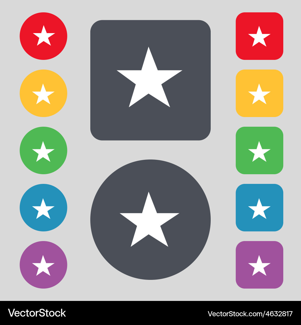 Star favorite icon sign a set 12 colored Vector Image
