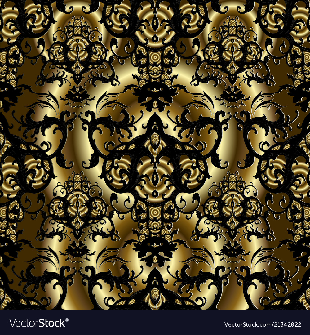 3d baroque seamless pattern Royalty Free Vector Image