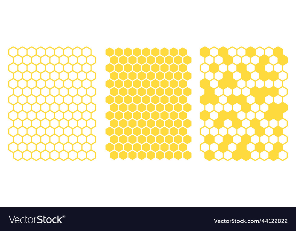 A beautiful yellow hexagonal honeycomb grid Vector Image