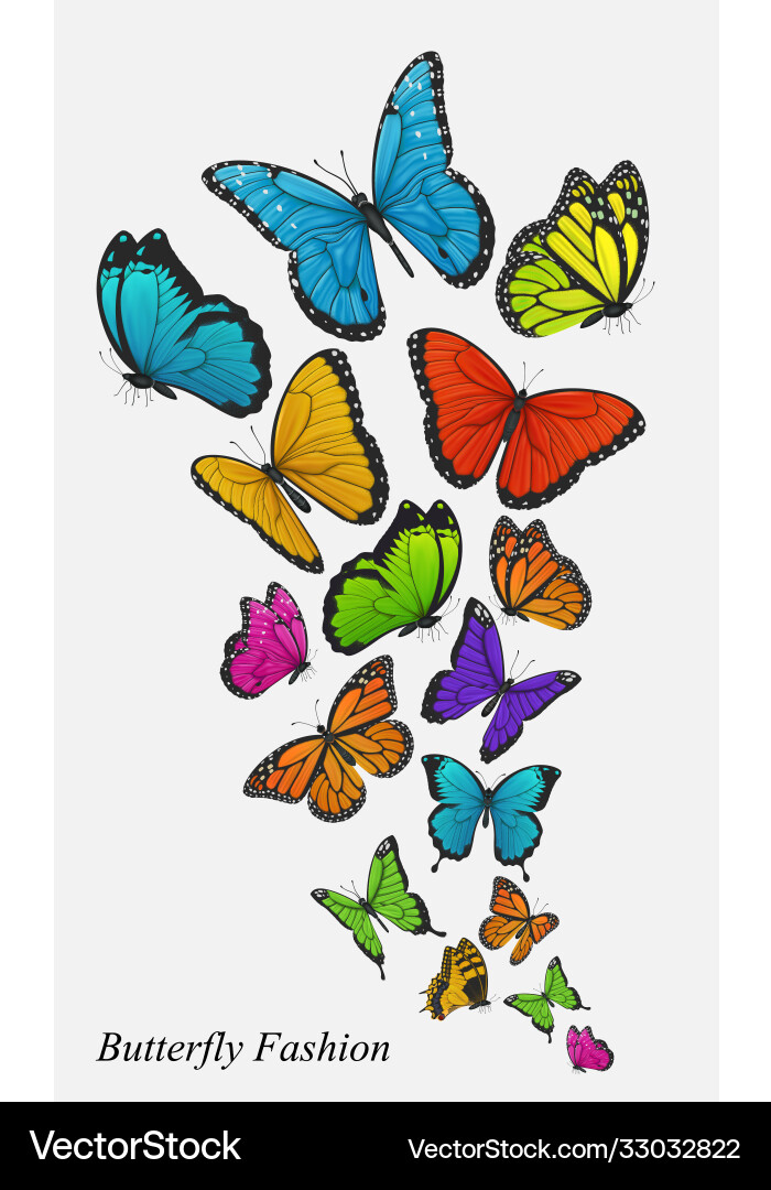 Background with colorful butterflies illust Vector Image