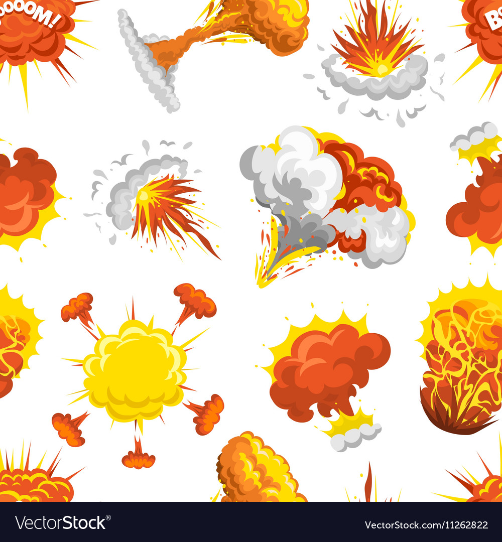 Bomb explosion effect seamless pattern Royalty Free Vector