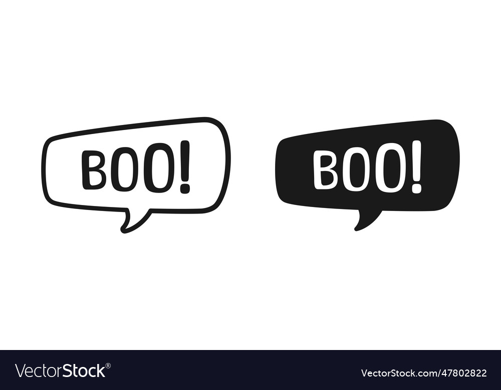 Boo text in speech bubble outline and silhouette Vector Image