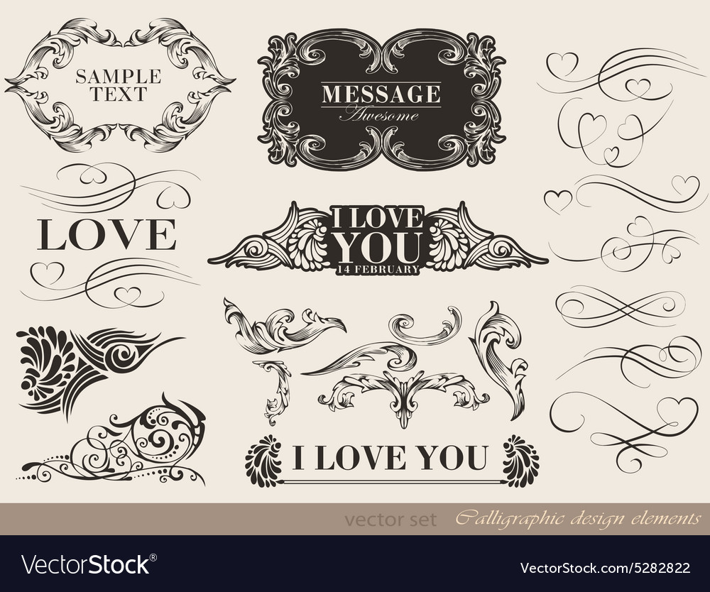 Calligraphic design elements Royalty Free Vector Image