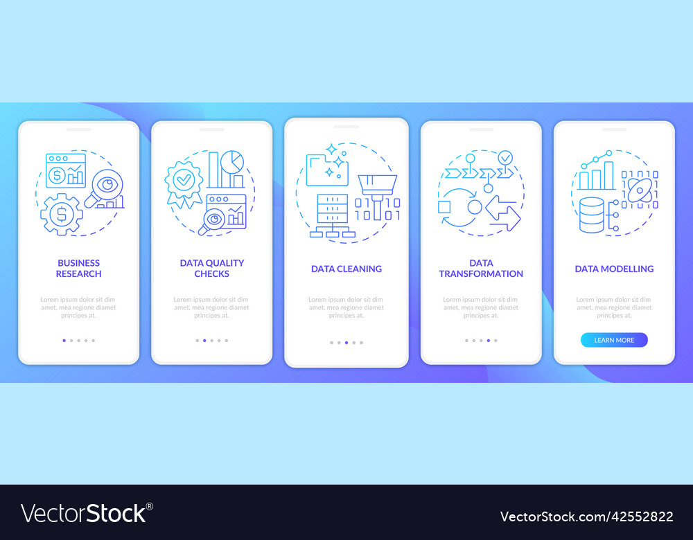 Data mining process blue gradient onboarding Vector Image