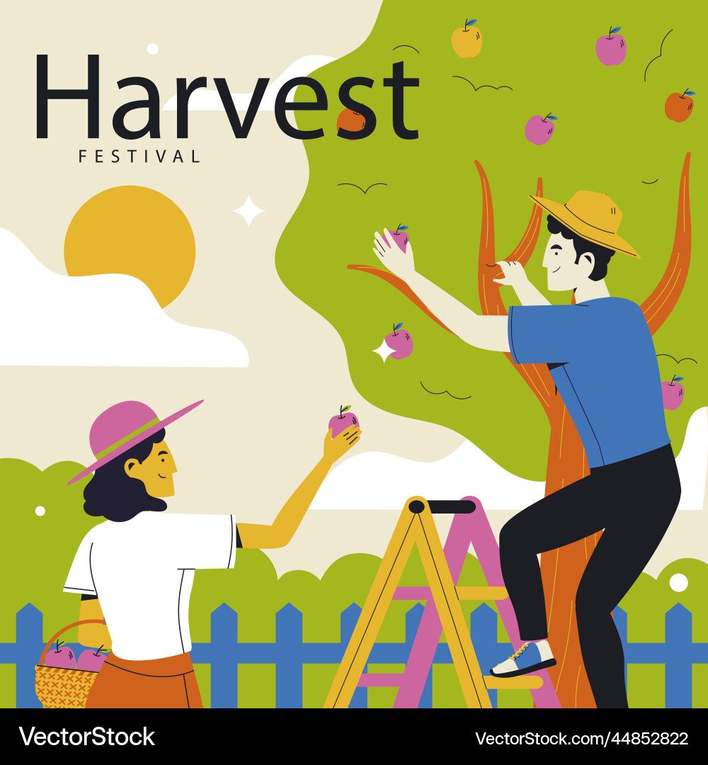 Flat harvest festival celebration Royalty Free Vector Image
