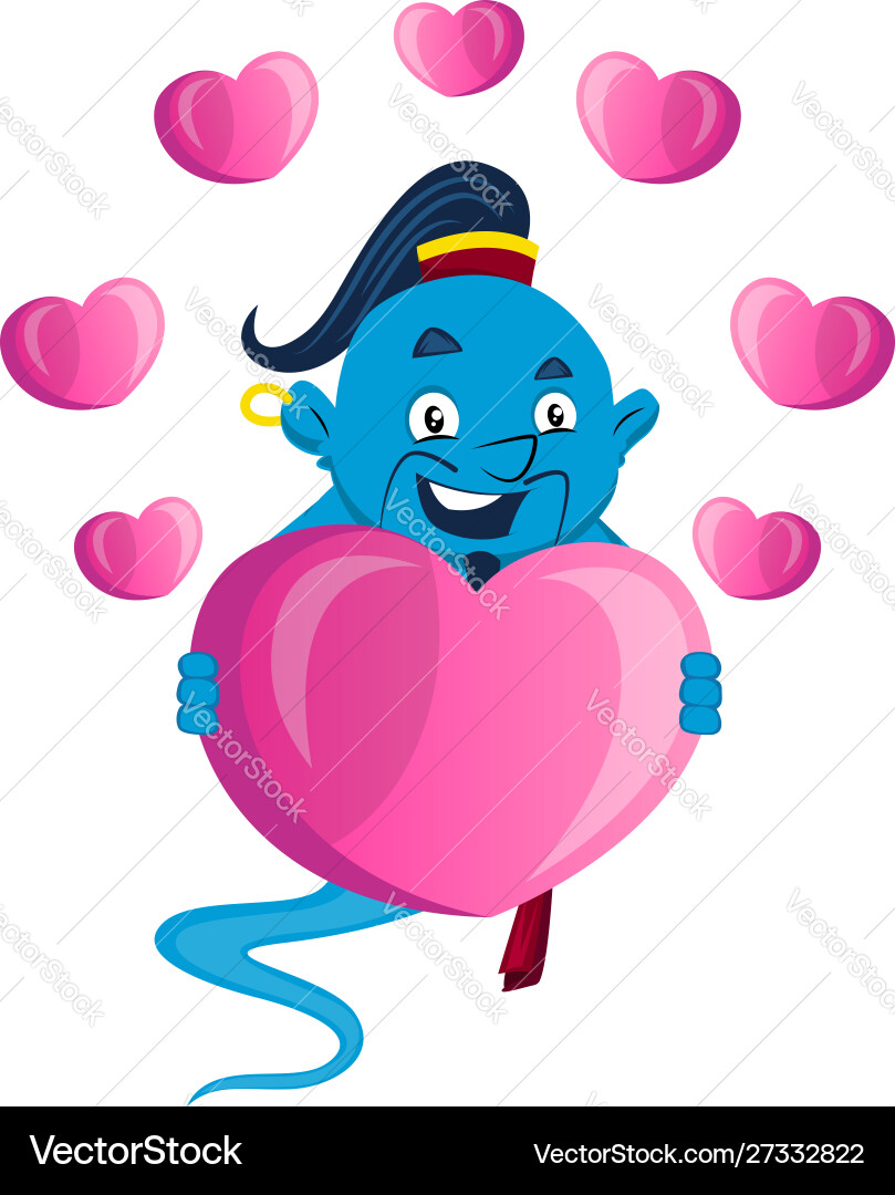 Genie in love on white background Royalty Free Vector Image