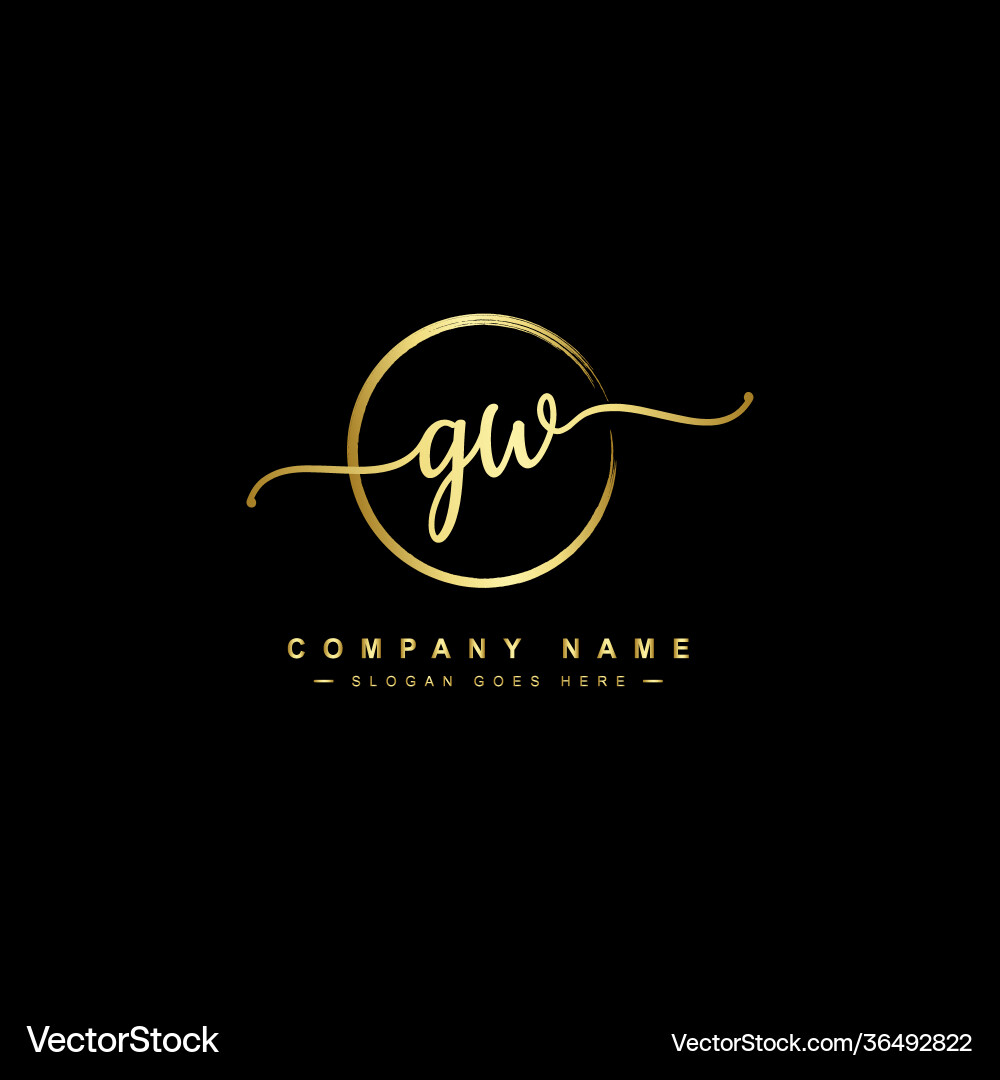 Gw initial letter logo - hand drawn signature Vector Image