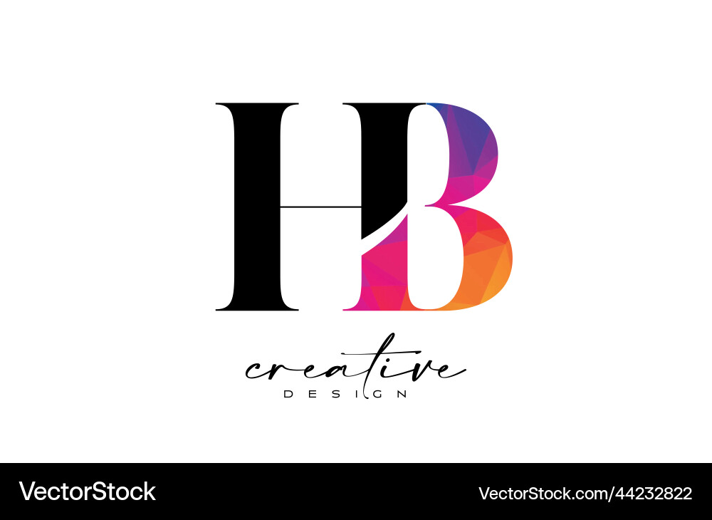 Hb letter design with creative cut and colorful Vector Image