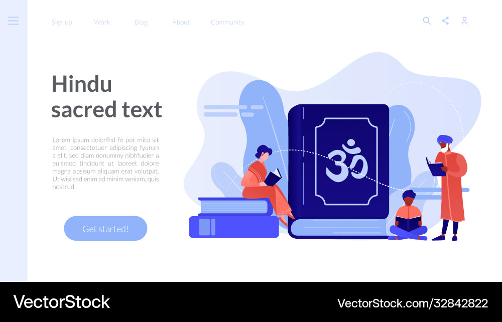 Hinduism concept landing page Royalty Free Vector Image