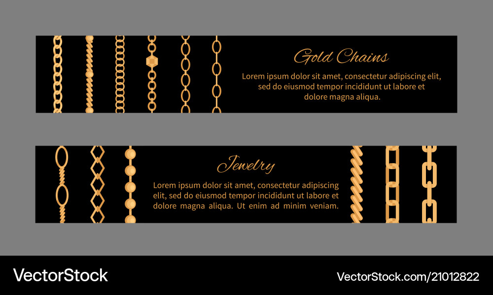 Jewelry gold chains templates Royalty Free Vector Image