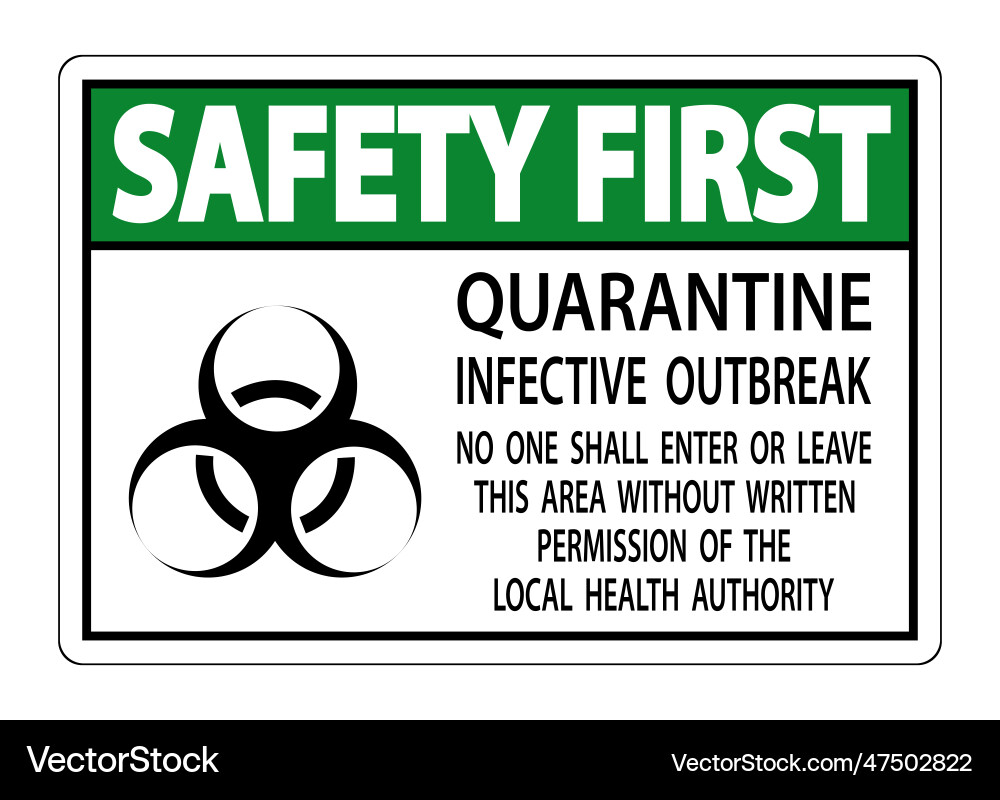 Safety first quarantine infective outbreak sign Vector Image