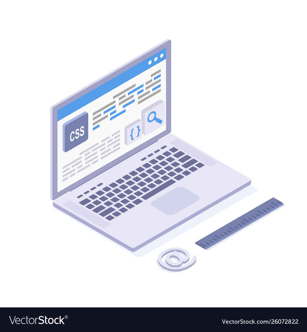 Software coding isometric css Royalty Free Vector Image
