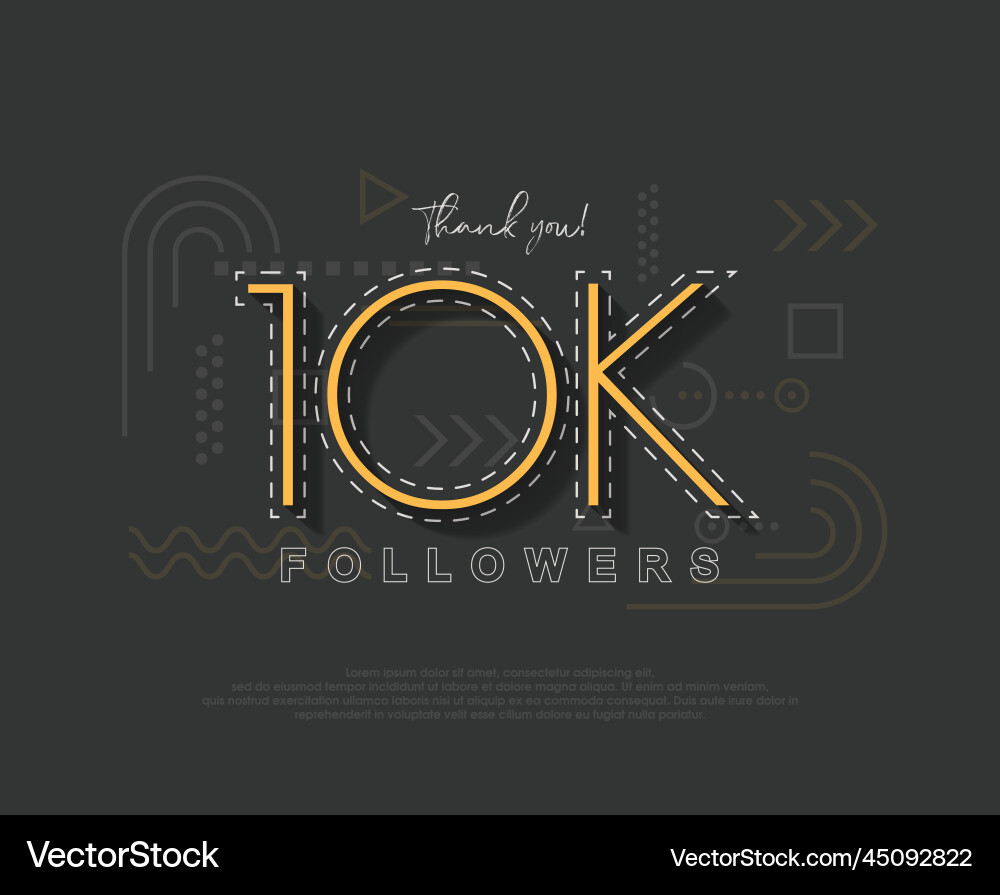 Unique simple 10k followers with numbers and thin Vector Image