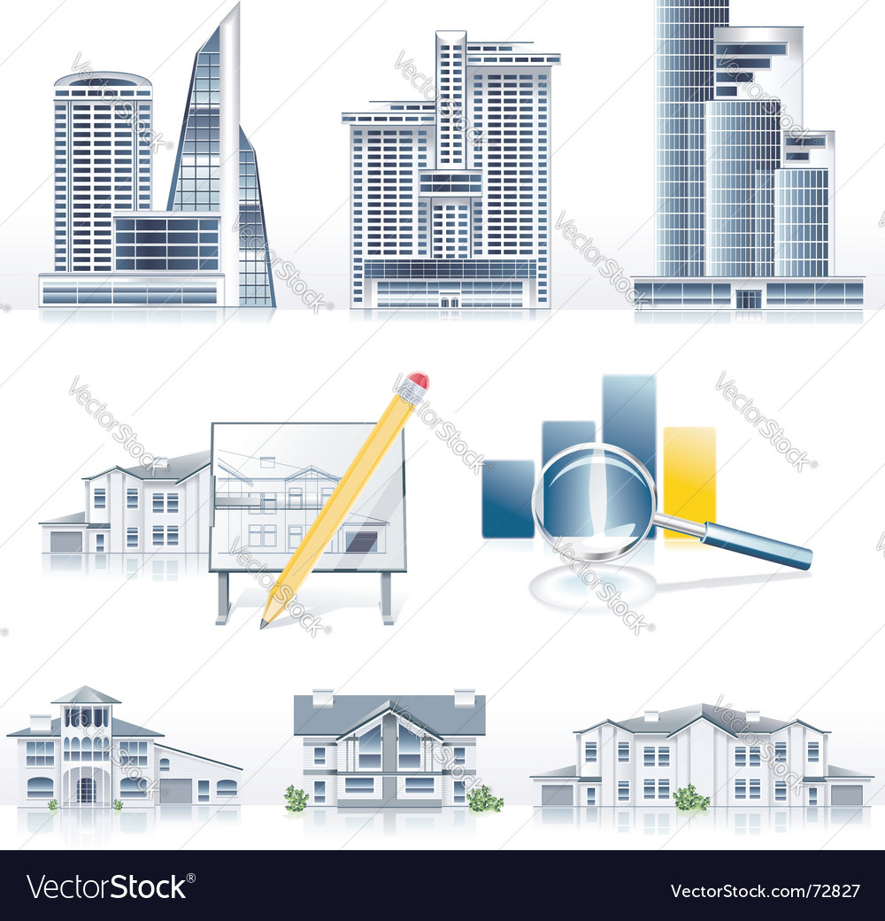 Architecture icons Royalty Free Vector Image - VectorStock