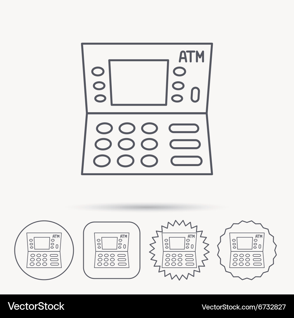 Atm icon automatic cash withdrawal sign Royalty Free Vector