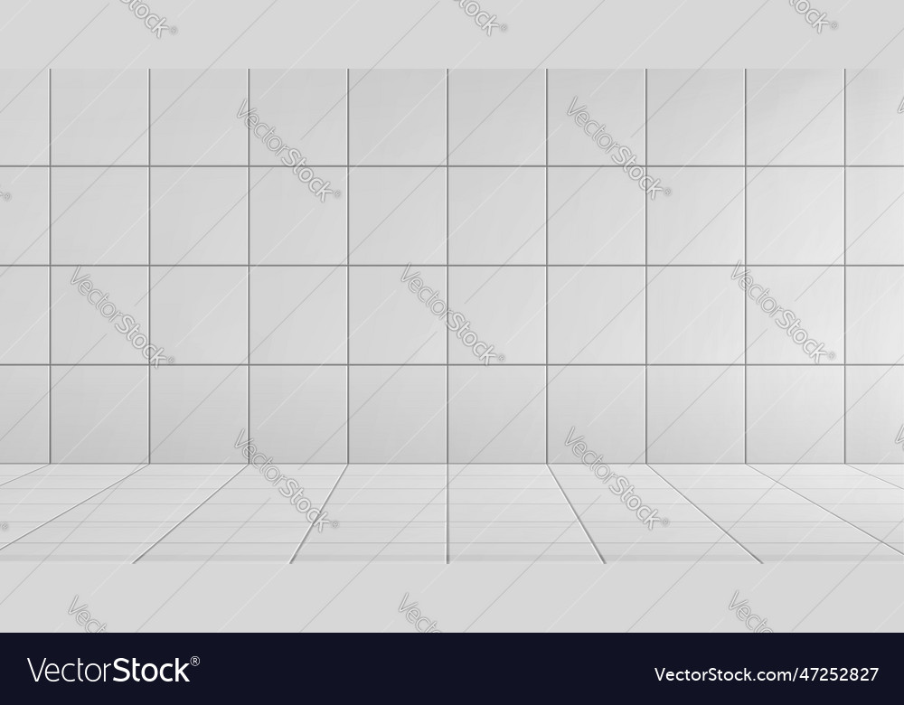Bathroom studio with ceramic tile wall and floor Vector Image