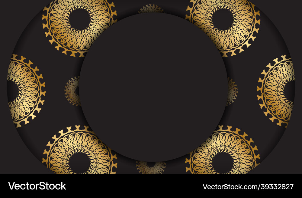 Black color flyer template with gold abstract Vector Image