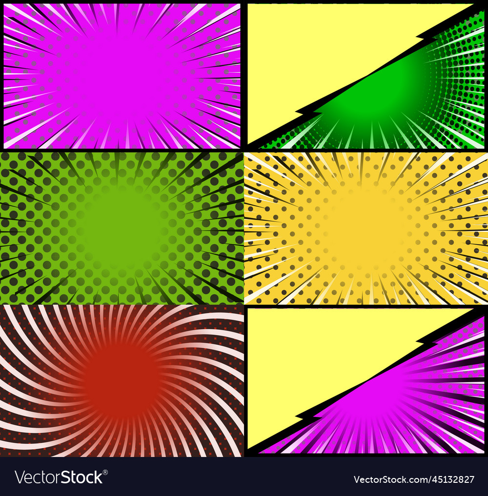 Comic book colorful frames background with rays Vector Image